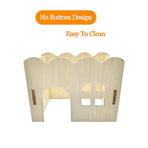 BNOSDM Guinea Pig House Hide Natural Chewable Hamster Hideout Wooden Hut Small Pets Woodland House Habitats Decor for Hamster Mice Gerbils Mouse