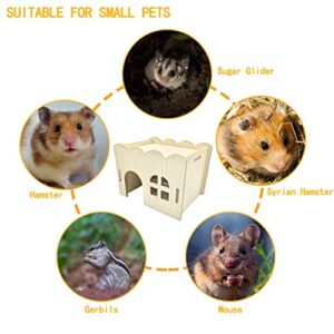 BNOSDM Guinea Pig House Hide Natural Chewable Hamster Hideout Wooden Hut Small Pets Woodland House Habitats Decor for Hamster Mice Gerbils Mouse