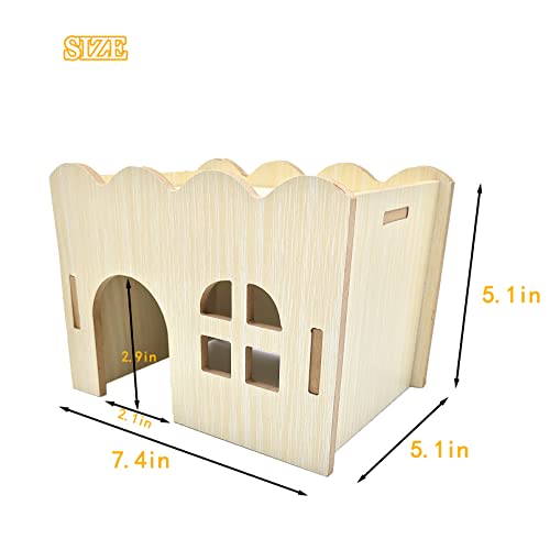 BNOSDM Guinea Pig House Hide Natural Chewable Hamster Hideout Wooden Hut Small Pets Woodland House Habitats Decor for Hamster Mice Gerbils Mouse