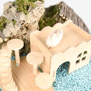 BNOSDM Guinea Pig House Hide Natural Chewable Hamster Hideout Wooden Hut Small Pets Woodland House Habitats Decor for Hamster Mice Gerbils Mouse