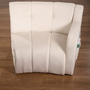 Legend Vansen Velvet Floor Sofa 3 Seats Symmetrical Modular Legless Corner Curved Round couches Sectional, 127", Cream