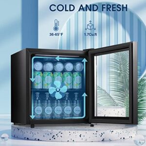 R.W.FLAME Beverage Refrigerator Cooler, Mini fridge with Double Glass Door and LED Lights, Small Refrigerator for Office, Home or Bedroom, Wine Cooler Digital Temperature Control