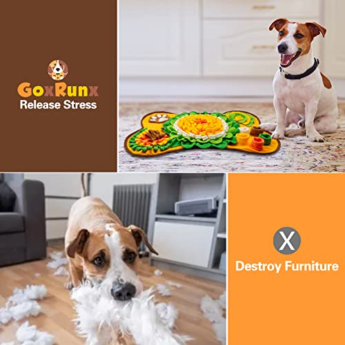 GoxRunx Pet Snuffle Mat for Small and Medium Dogs, Interactive Sniff Feeding Mat for Puppies, Slow Feeder Dog Treat Mat for Training and Stress Relief (Bone Shape)