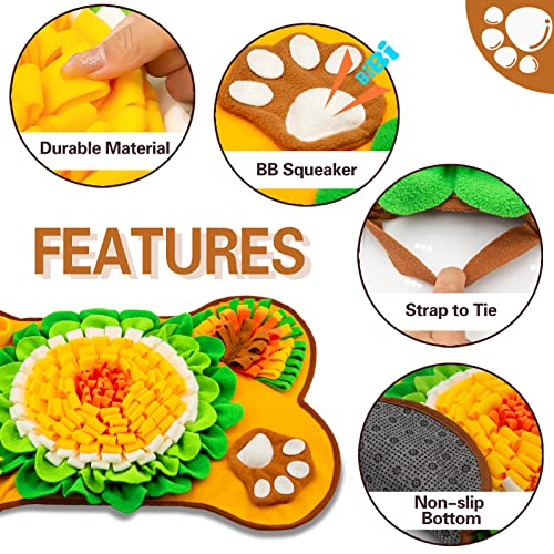 GoxRunx Pet Snuffle Mat for Small and Medium Dogs, Interactive Sniff Feeding Mat for Puppies, Slow Feeder Dog Treat Mat for Training and Stress Relief (Bone Shape)