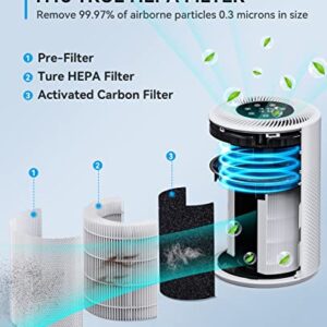 Air Purifier for Bedroom, H13 True HEPA Air Purifier for Home Large Room Up to 1722ft², with Night Light, 4 Timer, Light, Child Lock for Allergies Pets Dust Smoke Pollen Dander Hair Smell and Dog Odor