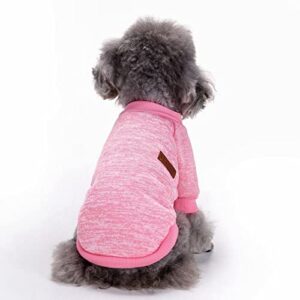 Pet Dog Sweater for Small Medium Dogs Boy Girl Puppy Warm Clothes Winter Pink M