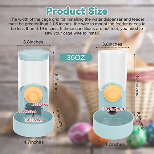 YUEPET Rabbit Food Water Dispenser, 35 OZ Large Capacity Bunny Feeder Hanging Suitable for Rabbits Ferrets Guinea Pigs Small Animals