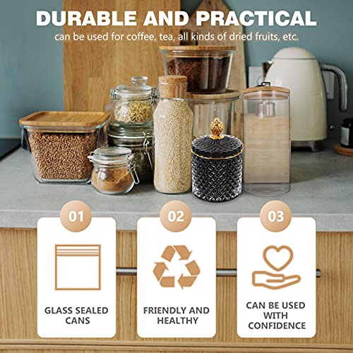 Homoyoyo Jewelry Box Crystal Diamond Faceted Jar with Lid Glass Apothecary Jars Holder Home Decorative Storage Container Bathroom Canisters Vanity Organizer for Decoration Wedding Candy Storage Box