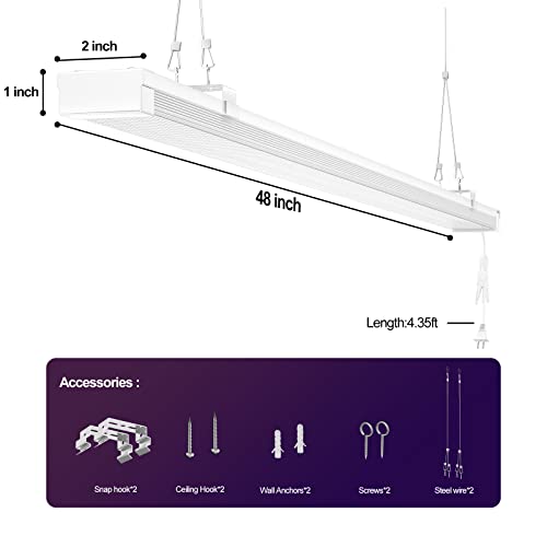 FAITHSAIL 4FT LED Shop Light, 40W LED Utility Light with Plug, 4000 LM, 4000K, 48 Inch LED Garage Light with Hanging Chain for Garage, Basement, Workshop, Hanging or Flush Mount, Non-Linkable, 1 Pack