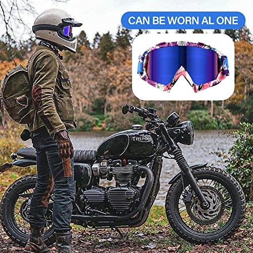 lunbowon Motorcycle Glasses Riding Goggles Safety Glasses Helmet Motorcycle Accessories, ATV Dirt Bike Goggle Dustproof Powersports Protective Gear for Men Women