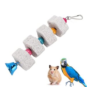 parrot beak grinding stone chewing toys bird teeth lava block calcium supplement food hanging string toy for budgies parakeet ockatiel hamster rat