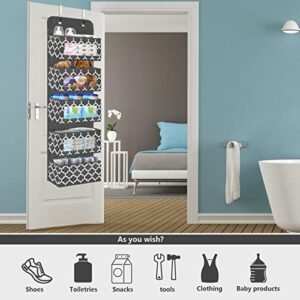 VERONLY Over the Door Hanging Organizer - Coset Door Pantry Storage with 5 Pockets, Sturdy Back of Door Organizer with 2 Metal Hooks and pvc window for Nursery, Bathroom, Bedroom, Kitchen, Dorm, RV