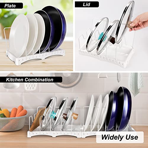 Midyb Pot and Pan Organizers Rack, Pots Lids Storage Holder with 5 Adjustable Compartments & 1 Long Compartment, Pot Rack Organizer for Kitchen Cabinet