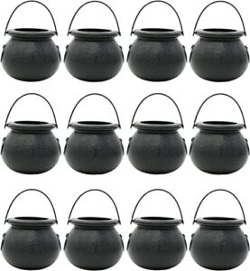 zhinan 12 pcs mini black witch cauldron halloween mini plastic candy buckets for halloween trick or treat party favors harry potter mini black witch cauldron