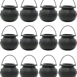 zhinan 12 Pcs Mini Black Witch Cauldron Halloween Mini Plastic Candy Buckets For Halloween Trick or Treat Party Favors Harry Potter Mini Black Witch Cauldron