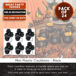 zhinan 12 Pcs Mini Black Witch Cauldron Halloween Mini Plastic Candy Buckets For Halloween Trick or Treat Party Favors Harry Potter Mini Black Witch Cauldron