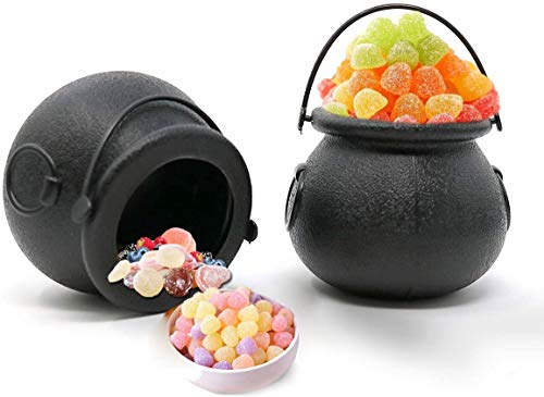 zhinan 12 Pcs Mini Black Witch Cauldron Halloween Mini Plastic Candy Buckets For Halloween Trick or Treat Party Favors Harry Potter Mini Black Witch Cauldron