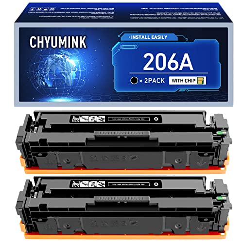 ChYuminK (with CHIP) Replacement for HP 206A W2110A 206X W2110X Compatible Toner Cartridge for HP Laserjet Pro MFP M283FDW M255DW M283CDW M283 M255 Black Printer Ink (2-Pack, Black)