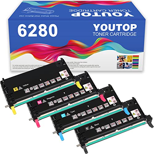 YOUTOP Remanufactured 4PK 106R01395 106R01392 106R01393 106R01394 High Capacity Toner Cartridge Replacement for Xerox Phaser 6280 6280N 6280DN