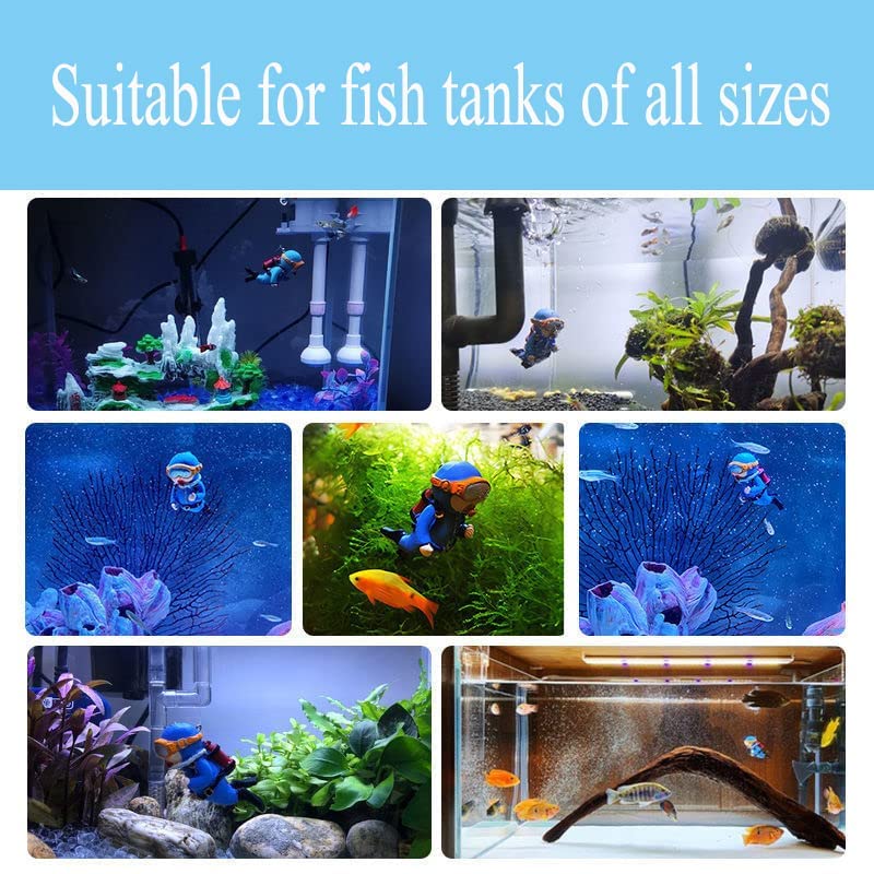 3 Pack Fish Tank Decorations,Cartoon Little Diver Aquarium Decoration Fish Tank Aquarium Diver Ornament Floating Aquarium Accessories