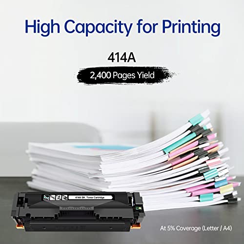 ChYuminK (with CHIP) Replacement for HP 414A W2020A 414X Compatible High Yield Toner Cartridge for HP Color Pro MFP M479fdw M479fdn M454dn M454dw Printers (2-Pack, Black)