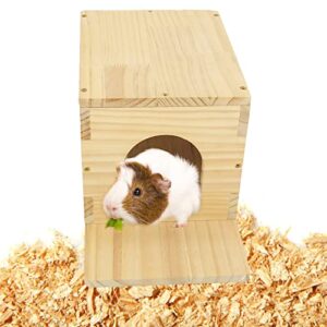 Pet Chinchilla House with Platform, Guinea Pig Cage Wooden Hut, Bunny Houses and Hideouts with Window, Small Animal Hideout for Hedgehog, Kitten, Squirrel, Sugar Gliders, Rabbit