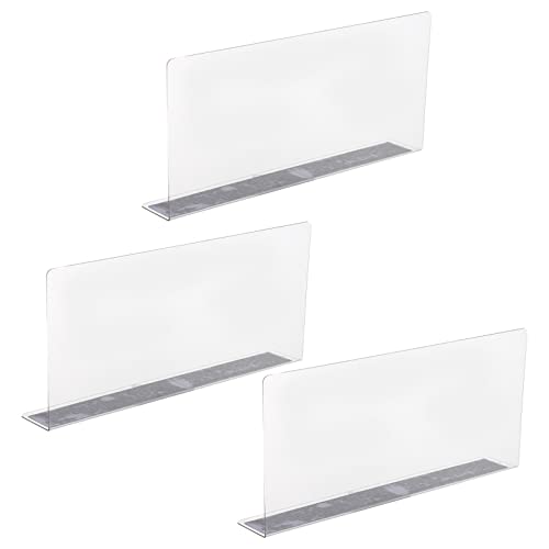 Baluue Plastic Shlef Dividers - Clear Shelf Dividers with Magnetic Side- L Shape Separator Clapboard for Commodity Classification for Cabinets Shelf Store (3 Packs)