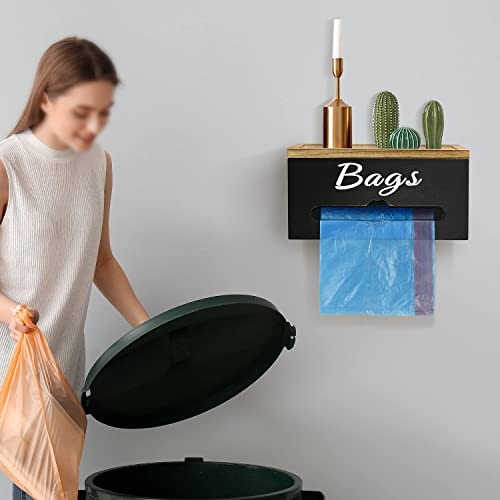 Rustic Grocery Bag Holder Wall Mounted,Trash Bag Holder with Lid, Trash Bag Roll Holder for Plastic Bags, Trash Bag Dispenser Garbage Bag Dispenser for Home & Kitchen Organization