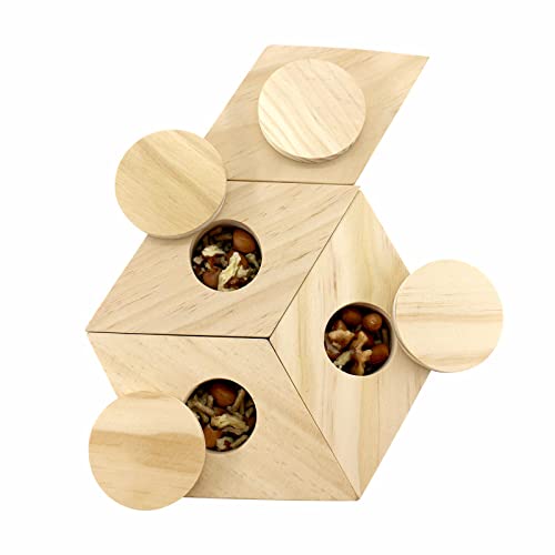 FOREST LANGUAGE Wooden Enrichment Foraging Toy 4Pcs Mental Stimulation Toy for Hamster,Guinea Pig,Rabbit,Chinchilla Enrichment Forging Toys