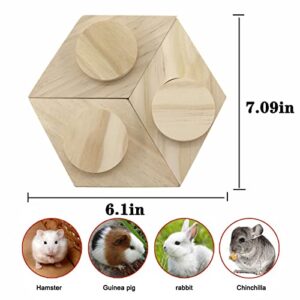 FOREST LANGUAGE Wooden Enrichment Foraging Toy 4Pcs Mental Stimulation Toy for Hamster,Guinea Pig,Rabbit,Chinchilla Enrichment Forging Toys