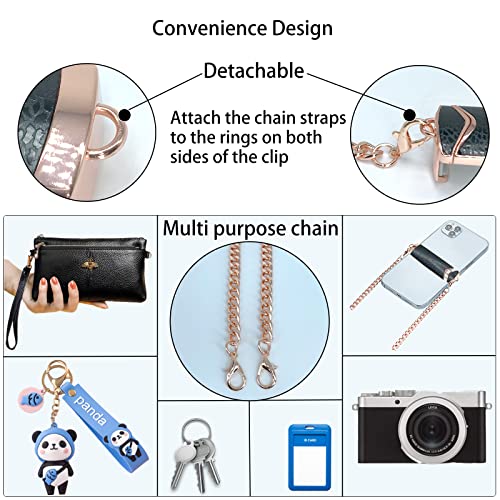 Universal Cell Phone Lanyard Holder, BERITNI Metal Crossbody Phone Chain with Clip Detachable Phone Tether Safety Strap Women Girls Compatible with iPhone 14 13, Most Smartphones, Black + Rose Gold