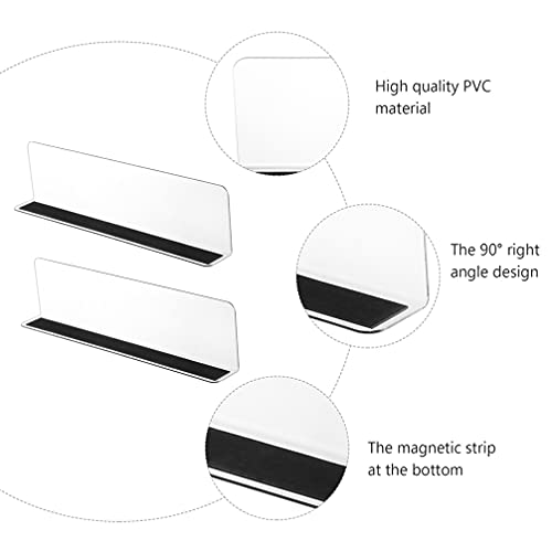 Baluue Storage Drawers Cabinets Divider Clear Shelf Dividers, L Shape Plastic Shelf Dividers 6Packs Magnetic Shelf Divider for Goods Separate Kitchen, Office Supermarket Use (6 CM) Clothing Shelf