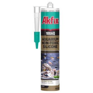 Akfix 100AQ Aquarium Safe Silicone Sealant - Waterproof Bond to Glass, Clear 100% Silicone Sealer for Freshwater & Saltwater Aquarium, Solvent-Free, Non-Toxic | 2 - Pack, 9.5 Oz. Transparent