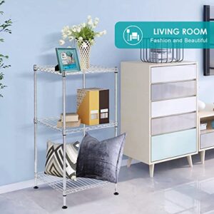 3 Tier Adjustable Wire Shelf with Wheels, 3 Tier Mobile Metal Storage Shelves with NSF Certified, Chrome Wire Rack Shelving Unit, 200Lbs Capacity, 14"D X 14"W X 28"H, For Kitchen, Pantry, Laundry