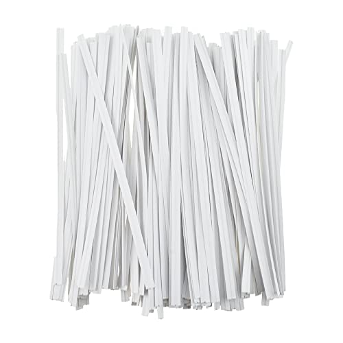 HAHIYO 300Pcs 5Inches White Kraft Paper Twist Ties Bread Candy Coffee Bag Ties Plant Twist Ties for Cellophane Treat Bag Gift Wraping Bag Plastic Bag Halloween Halloween Party Cake Present Art Craft