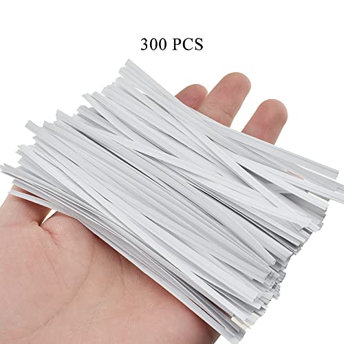 HAHIYO 300Pcs 5Inches White Kraft Paper Twist Ties Bread Candy Coffee Bag Ties Plant Twist Ties for Cellophane Treat Bag Gift Wraping Bag Plastic Bag Halloween Halloween Party Cake Present Art Craft