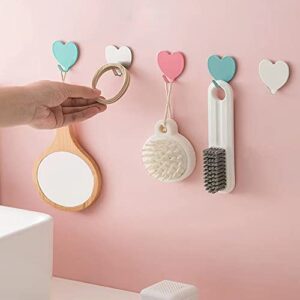 JtmyAota 6 Pack Heart Shaped Decorative Wall Hooks, Stainless Steel Strong Adhesive Wall Hook for Home Kitchen Bathroom Office (Light Pink)