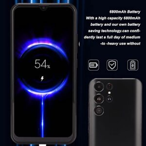 S22 Ultra Unlocked Smartphone - 6.6 Inch HD Screen Smartphone 8GB 64GB Memory, Face Recognition, with Front 8MP and Rear 24MP Camera, f2.0 Aperture WiFi Cell Phone for Android 12, Black(US)