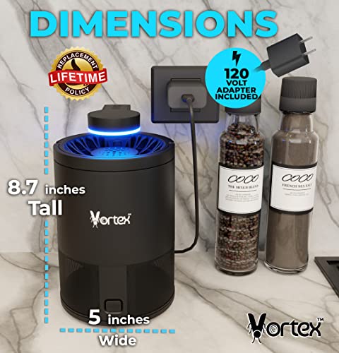 Vortex Indoor Insect Trap - Catcher & Killer for Fruit Flies, Gnat, Mosquito, Moth - UV Light Non Zapper Suction Glue Board - Bug Light Fruit Fly Trap