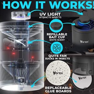 Vortex Indoor Insect Trap - Catcher & Killer for Fruit Flies, Gnat, Mosquito, Moth - UV Light Non Zapper Suction Glue Board - Bug Light Fruit Fly Trap