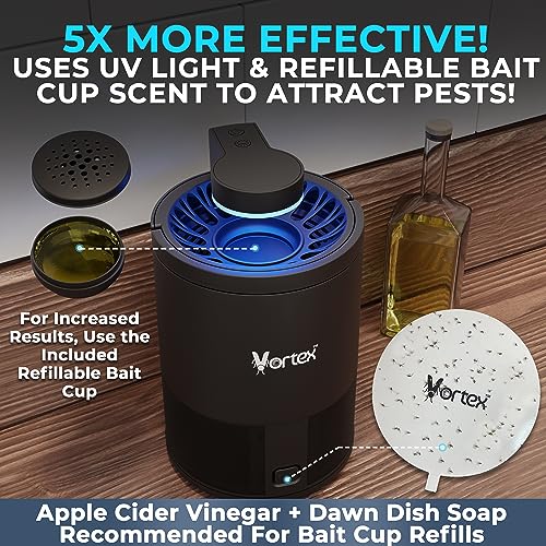 Vortex Indoor Insect Trap - Catcher & Killer for Fruit Flies, Gnat, Mosquito, Moth - UV Light Non Zapper Suction Glue Board - Bug Light Fruit Fly Trap