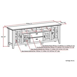 SIMPLIHOME Artisan Solid Wood 72 inch Wide Contemporary TV Media Stand in Farmhouse Grey for TVs up to 80 inches