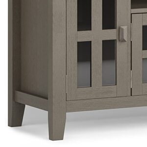 SIMPLIHOME Artisan Solid Wood 72 inch Wide Contemporary TV Media Stand in Farmhouse Grey for TVs up to 80 inches