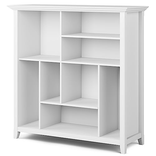 SIMPLIHOME Amherst SOLID WOOD 44 inch Wide Transitional Multi Cube Bookcase and Storage Unit, Rectangle in White