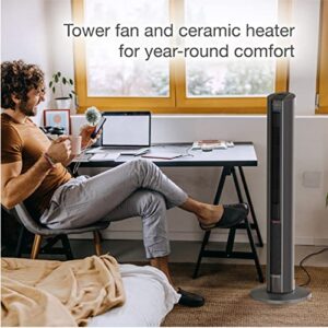 Lasko Portable Fan & Heater All Season Comfort Control Tower Fan and Space Heater in One with Remote Control, Black, FH515,Large