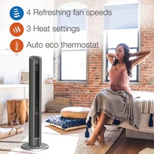 Lasko Portable Fan & Heater All Season Comfort Control Tower Fan and Space Heater in One with Remote Control, Black, FH515,Large