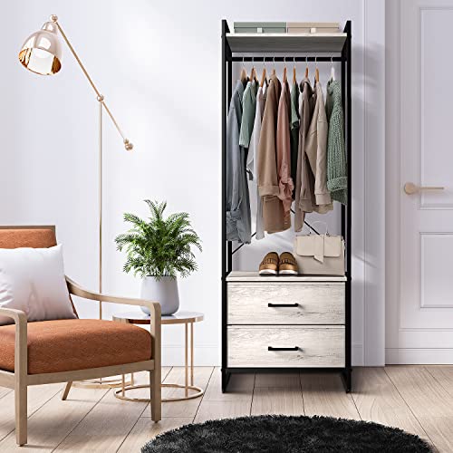 Sorbus Clothing Rack with Drawers - Clothes Stand Dresser - Wood Top, Steel Frame, & Fabric Drawers - Tall Closet Storage Organizer - Garment Rack for Hanging Shirts, Dresses, & Jackets