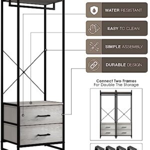 Sorbus Clothing Rack with Drawers - Clothes Stand Dresser - Wood Top, Steel Frame, & Fabric Drawers - Tall Closet Storage Organizer - Garment Rack for Hanging Shirts, Dresses, & Jackets