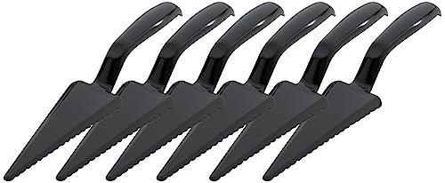 [6 Pack] 10 Inch Disposable Plastic Cake Pie Servers/Cutter | Heavy Duty Black Plastic Disposable Serving Utensils Cake Knife For Parties, Pizza Server Spatula, Plastic Party Serving Ware Flatware