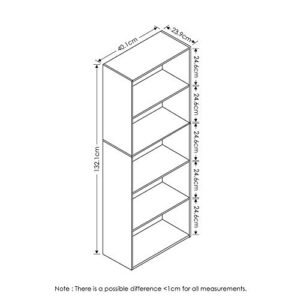 Furinno Pasir 3-Tier Open Shelf Bookcase, Plain White & Luder Bookcase / Book / Storage , 5-Tier, White